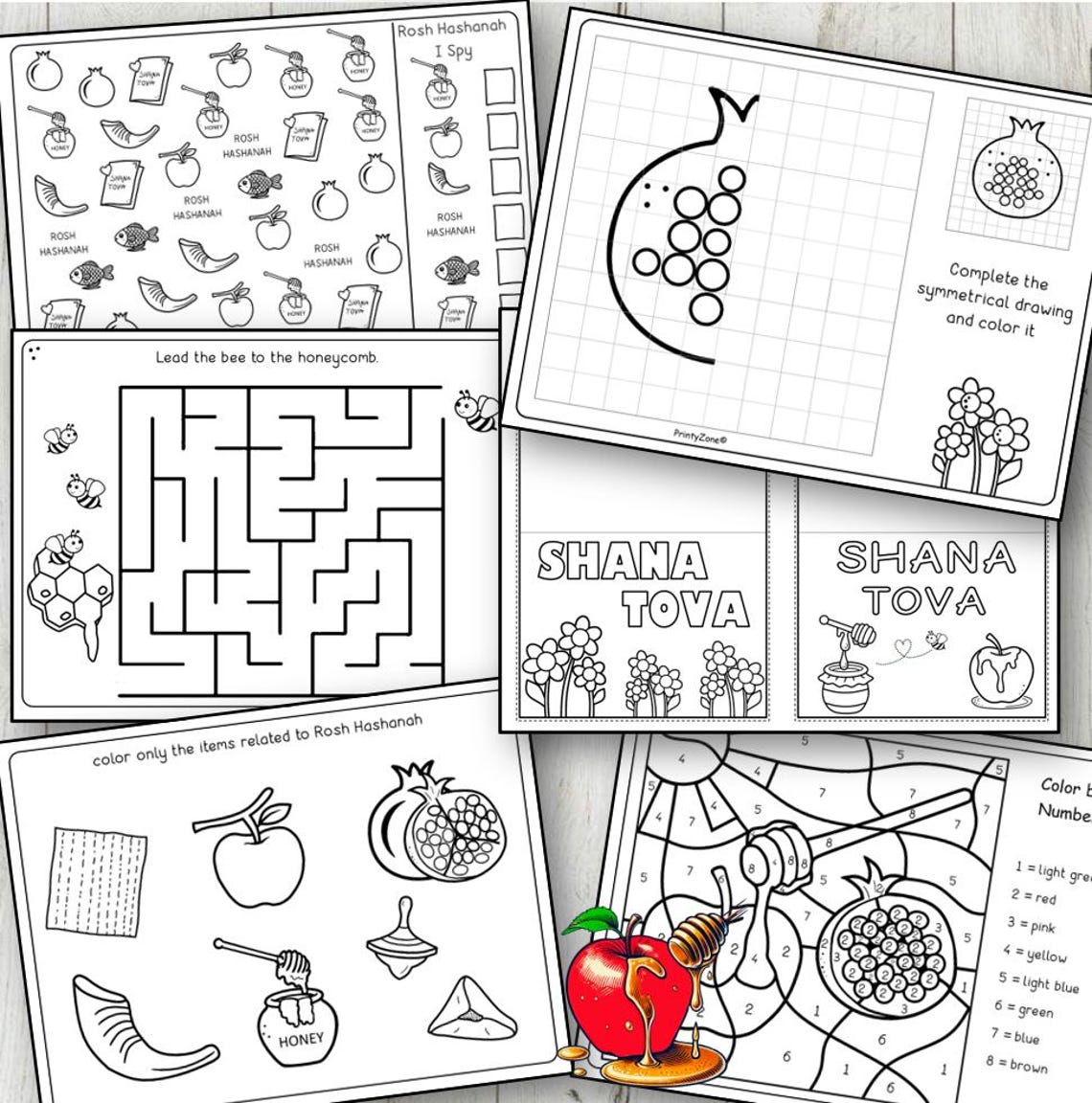 Rosh Hashanah Kids Activity Pack: Printable Games, Coloring Pages ...
