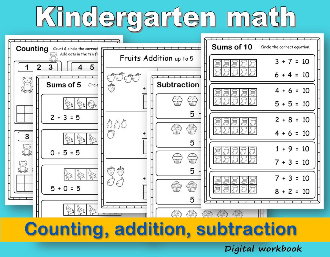 Kindergarten Math, Addition Workshee, Subtraction, Math BUNDLE ...