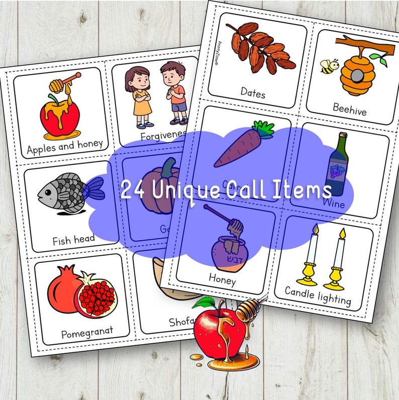 Rosh Hashanah Printable Bingo Game for Kids, Fun Jewish Holiday ...