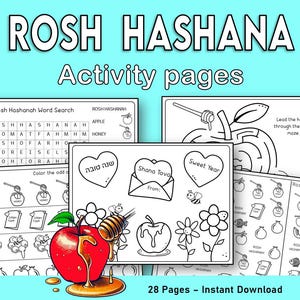 Rosh Hashanah Kids Activity Pack: Printable Games, Coloring Pages ...