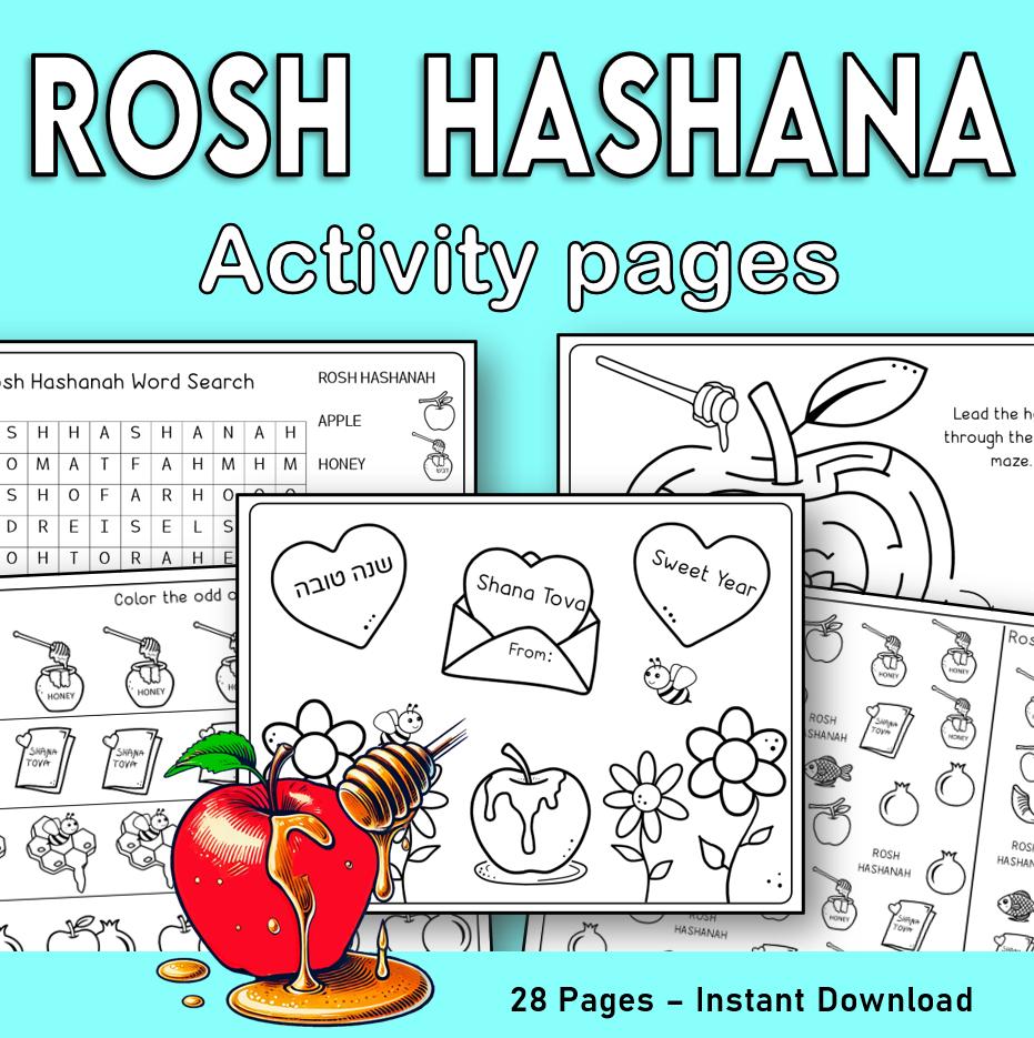 Rosh Hashanah Kids Activity Pack: Printable Games, Coloring Pages ...
