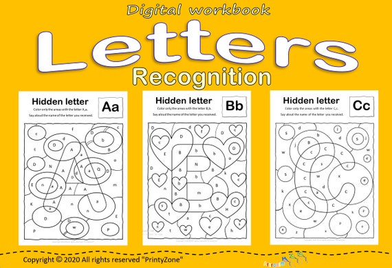 Letter Recognition Worksheets Printable Preschool Learning | Etsy