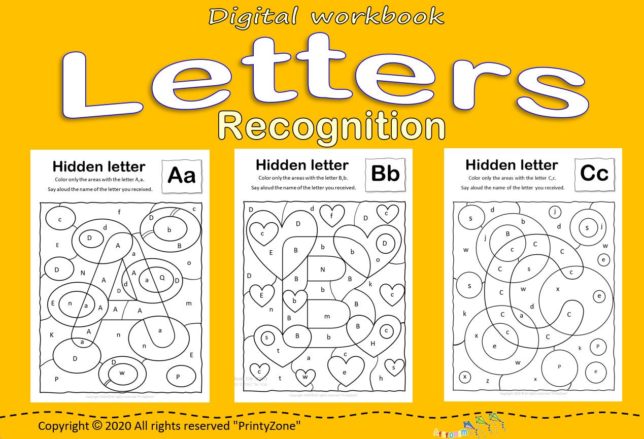 Letter Recognition, Worksheets Printable, Preschool Learning Bundle ...