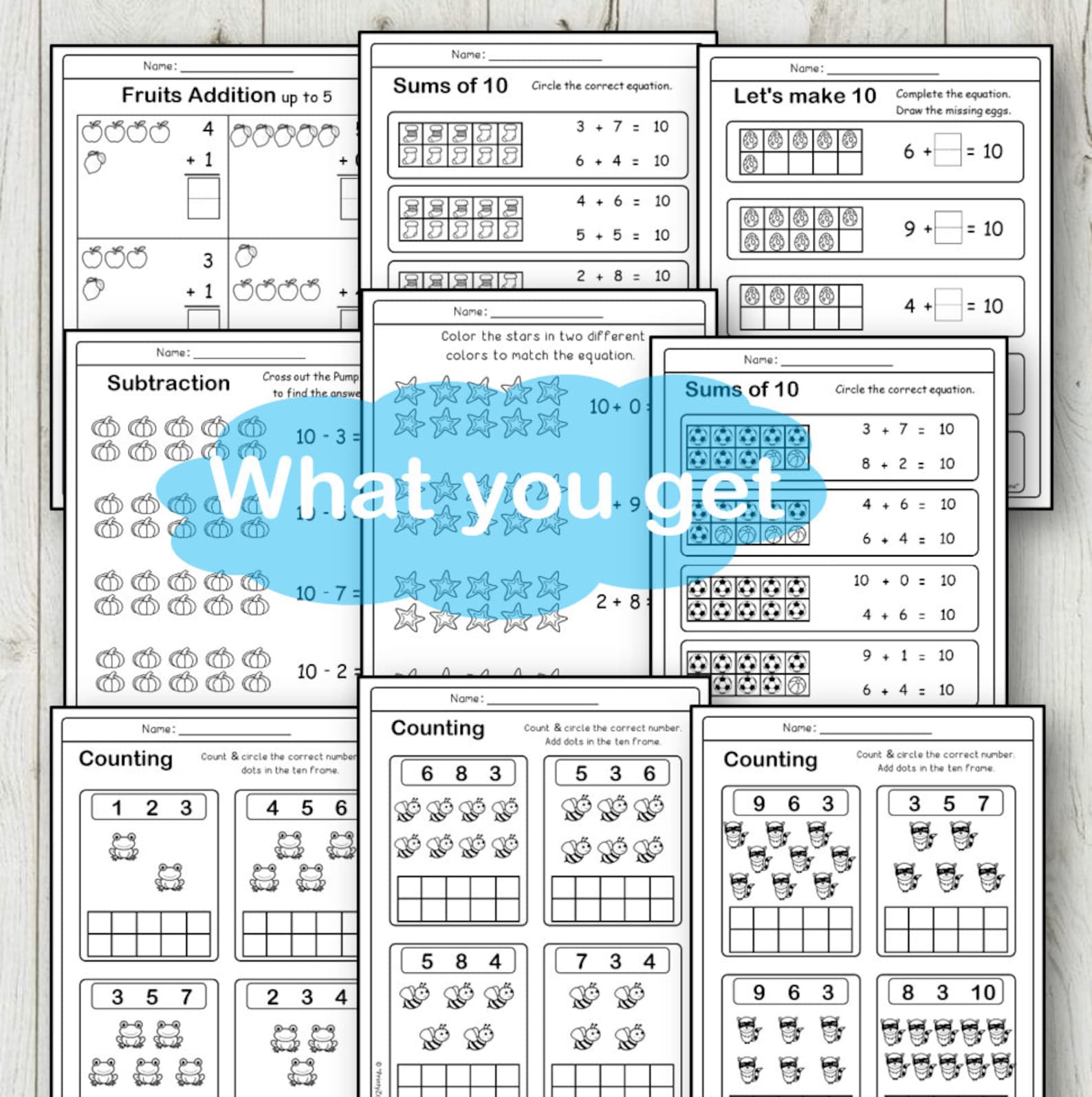 Kindergarten & Preschool Math Worksheets: Addition, Subtraction ...