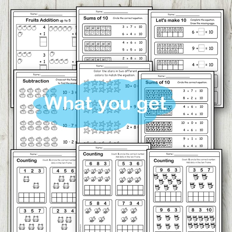 Kindergarten & Preschool Math Worksheets: Addition, Subtraction ...