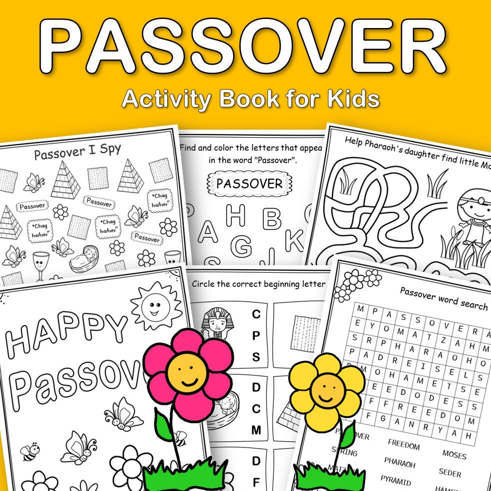 Printable Passover Activity Book for Kids, Activity and Coloring Page ...