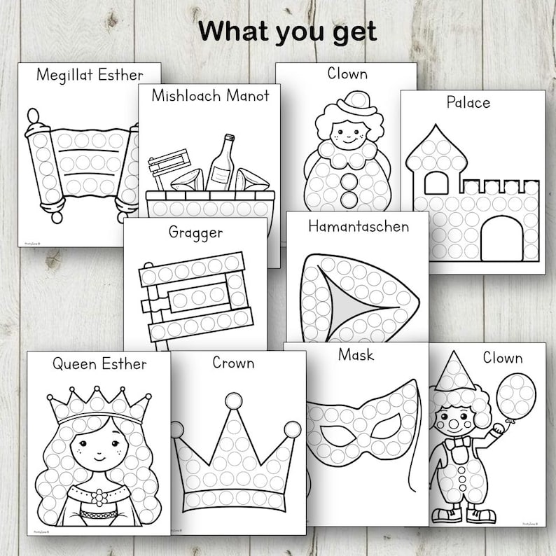 Purim Do-a-dot Printable Activity for Kids, Preschool & Toddlers Dot ...