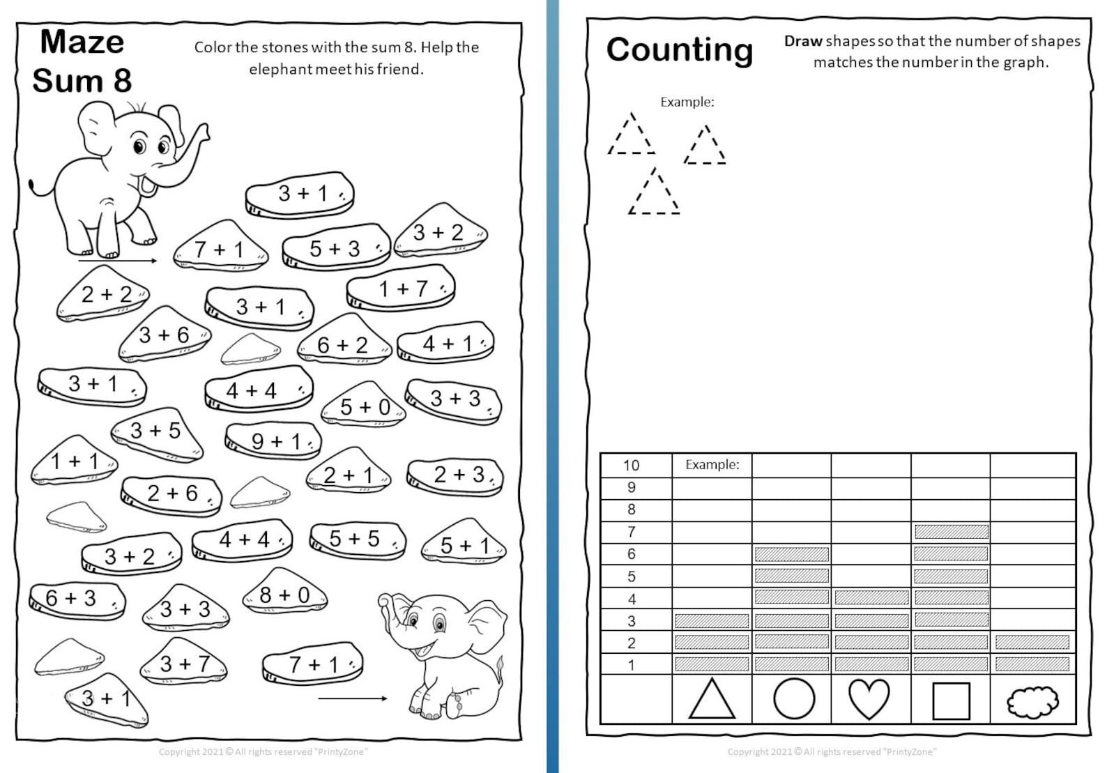 Addition worksheet kindergarten math skills math activities | Etsy