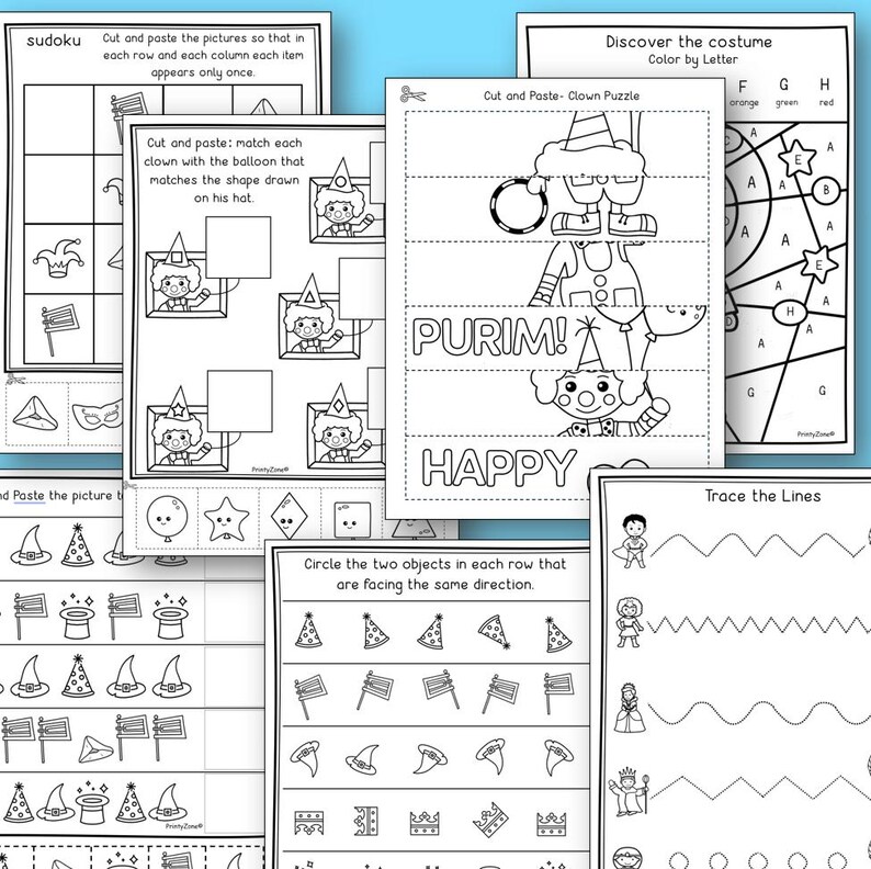 Purim Printable Activity for Kids, Coloring Pages, Jewish Holiday ...