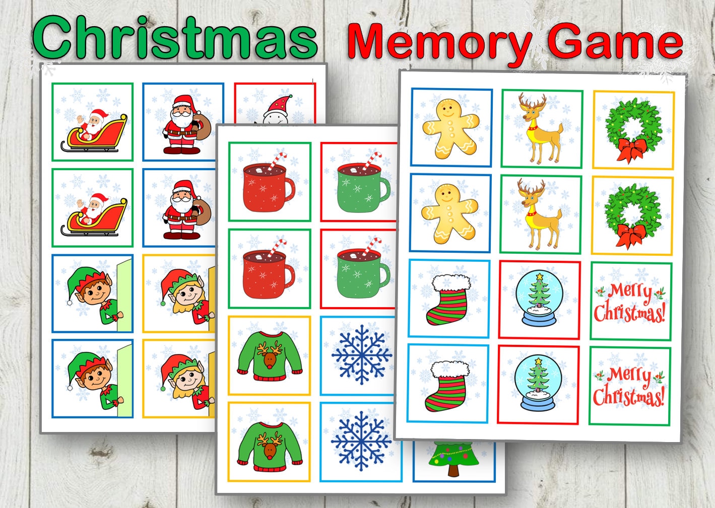 Christmas Memory Game, Printable Christmas Matching Game, Activity for ...