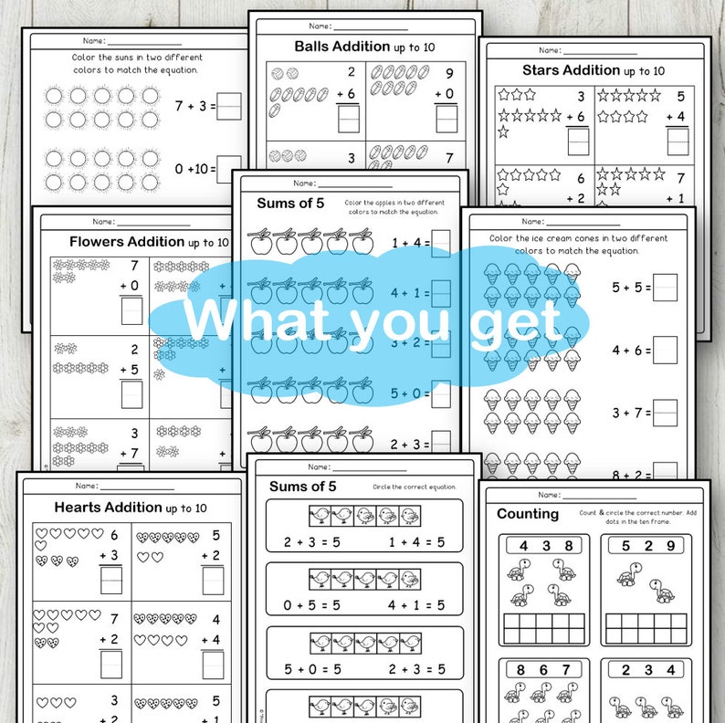 Kindergarten & Preschool Math Worksheets: Addition, Subtraction ...