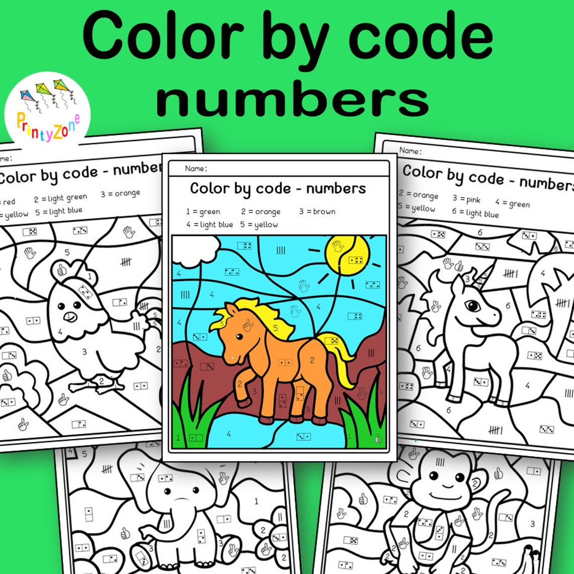 Color by Code - Nombers, Coloring Pages for Kids, Number Recognition ...