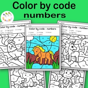 Color by Code - Nombers, Coloring Pages for Kids, Number Recognition ...