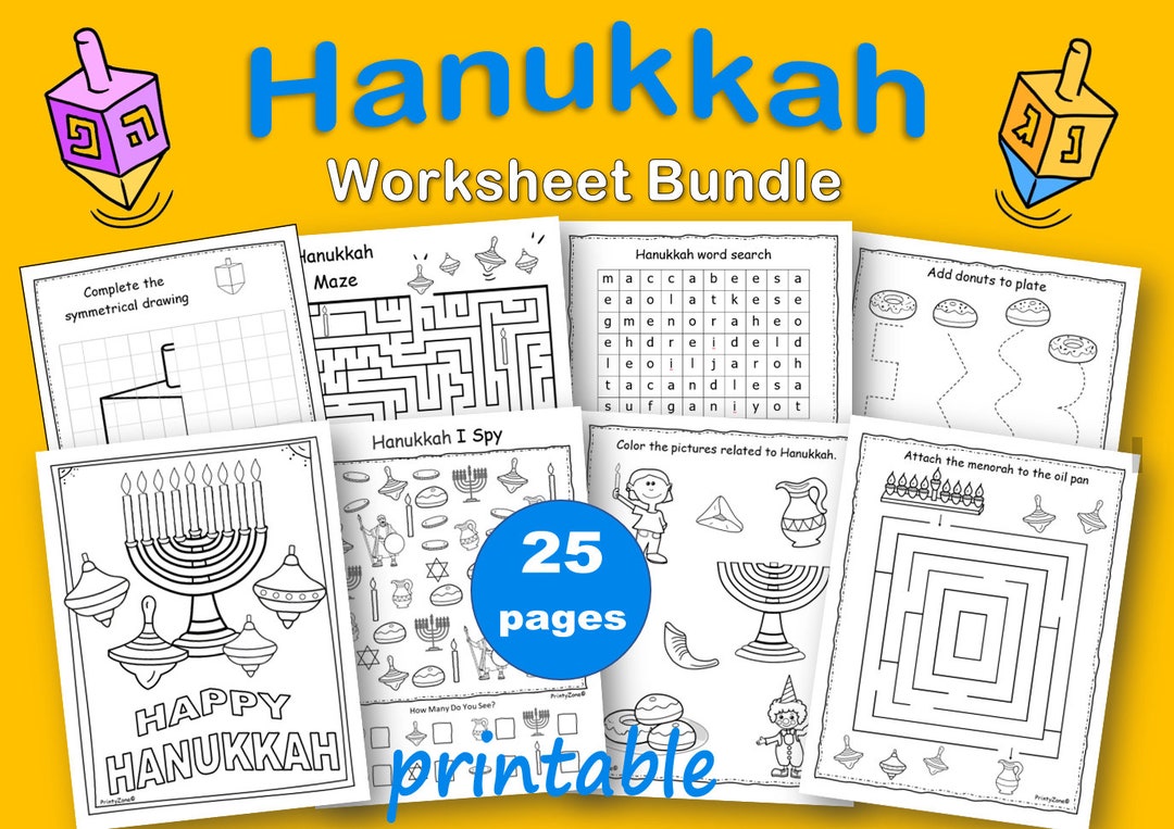 25 Printable Hanukkah Activities, Activity for Kids, Hanukkah Bundle ...