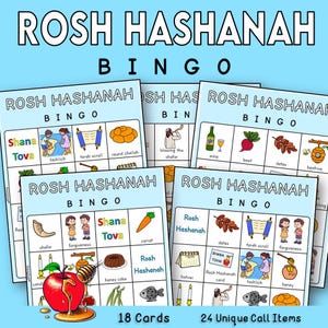 Rosh Hashanah Printable Bingo Game for Kids, Fun Jewish Holiday ...
