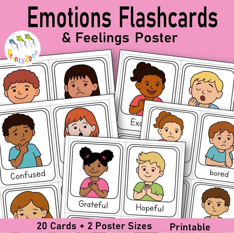Feelings Flashcards, Emotions Flashcards, Printable Poster, SEL ...