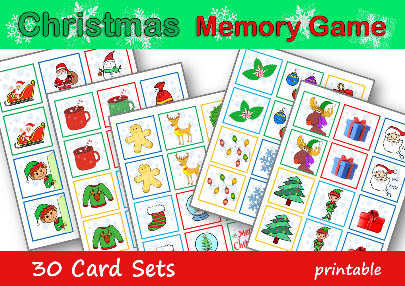 Christmas Memory Game, Printable Christmas Matching Game, Activity for ...