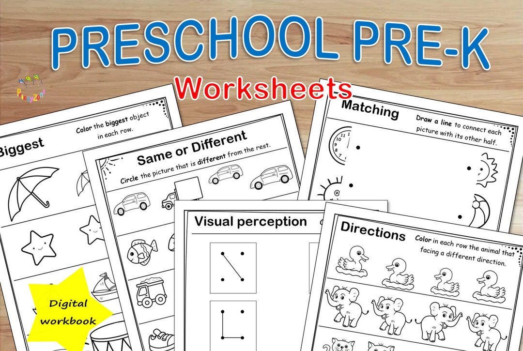 Pre-k Kindergarten Worksheets Learning Packet Printable - Etsy