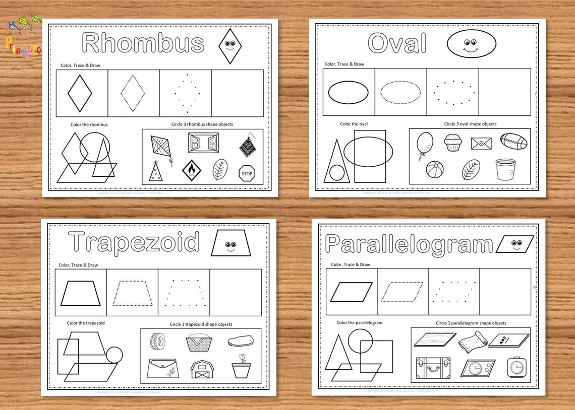 Preschool Shape-tracing Worksheet, Homeschool Worksheet, Shape Practice ...