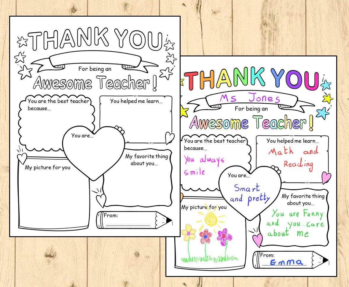Teacher Appreciation Printable Card, Thank You Teacher, Teacher ...