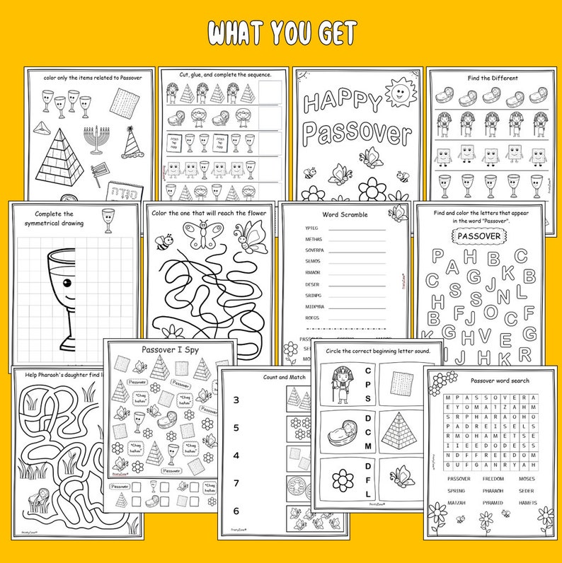 Printable Passover Activity Book for Kids, Activity and Coloring Page ...