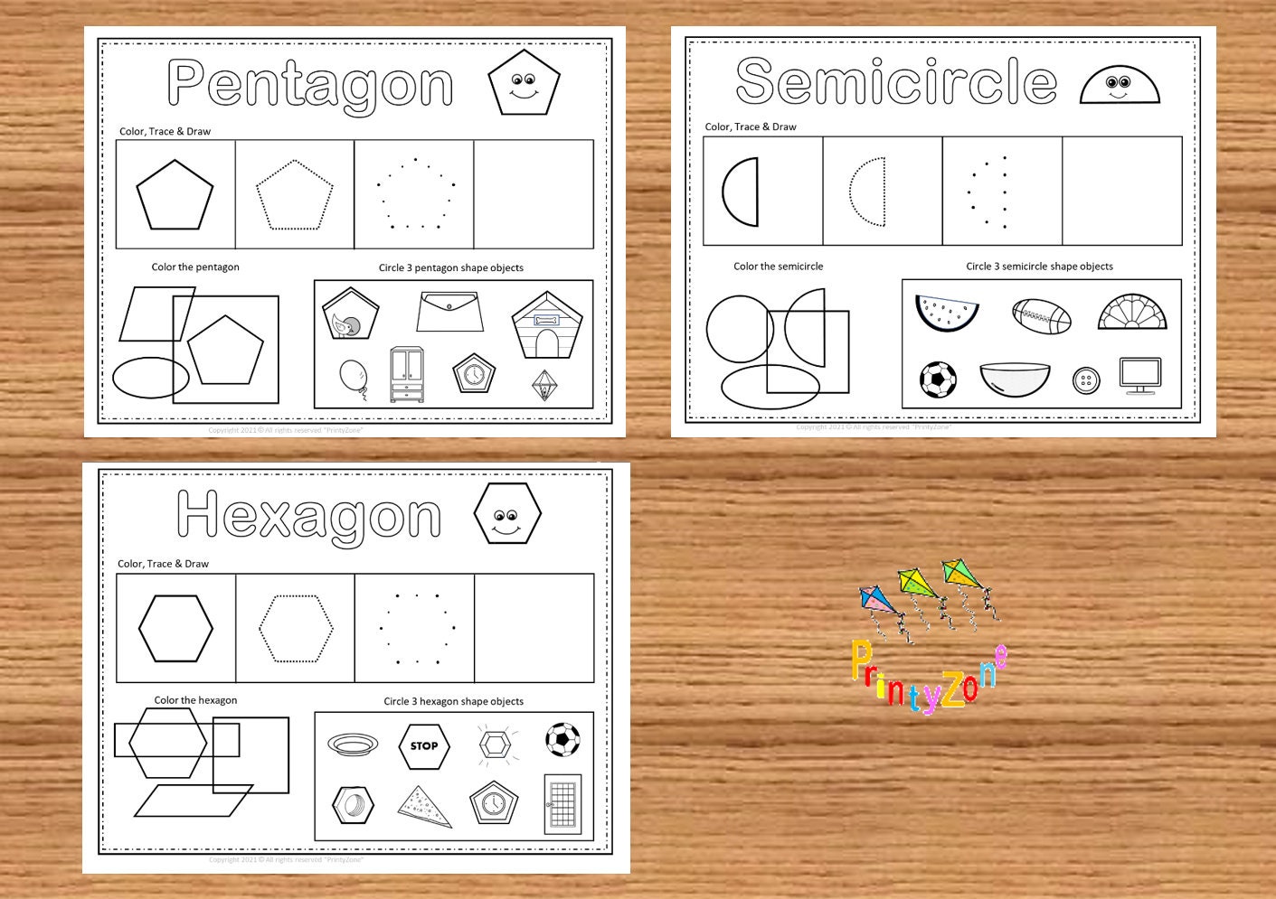 Preschool Shape-tracing Worksheet, Homeschool Worksheet, Shape Practice ...