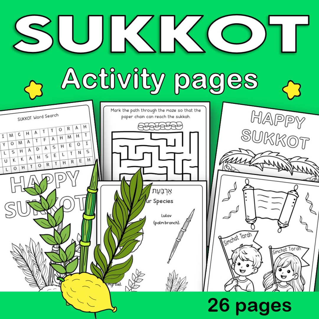 Activity & Coloring Pages for Sukkot, Simchat Torah, Activities for ...