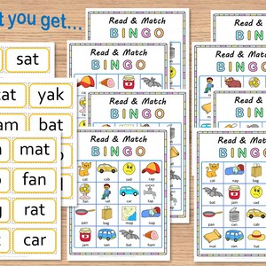 Bingo Game, Printable, CVC Word Activities for Kids, Preschool ...