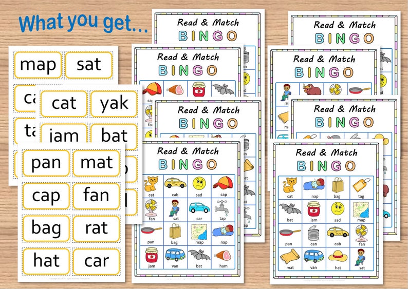 Bingo Game, Printable, CVC Word Activities for Kids, Preschool ...