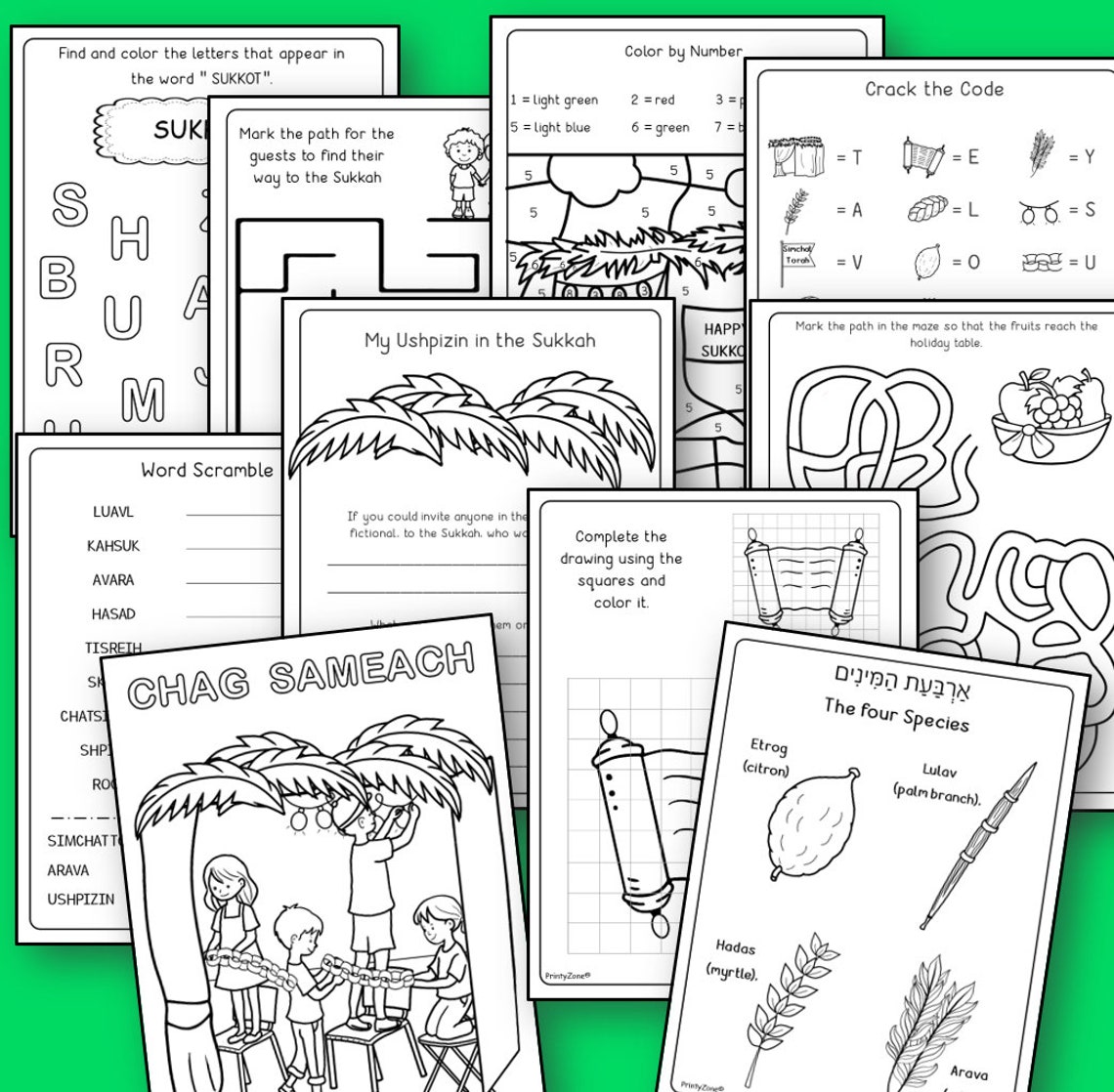 Activity & Coloring Pages for Sukkot, Simchat Torah, Activities for ...