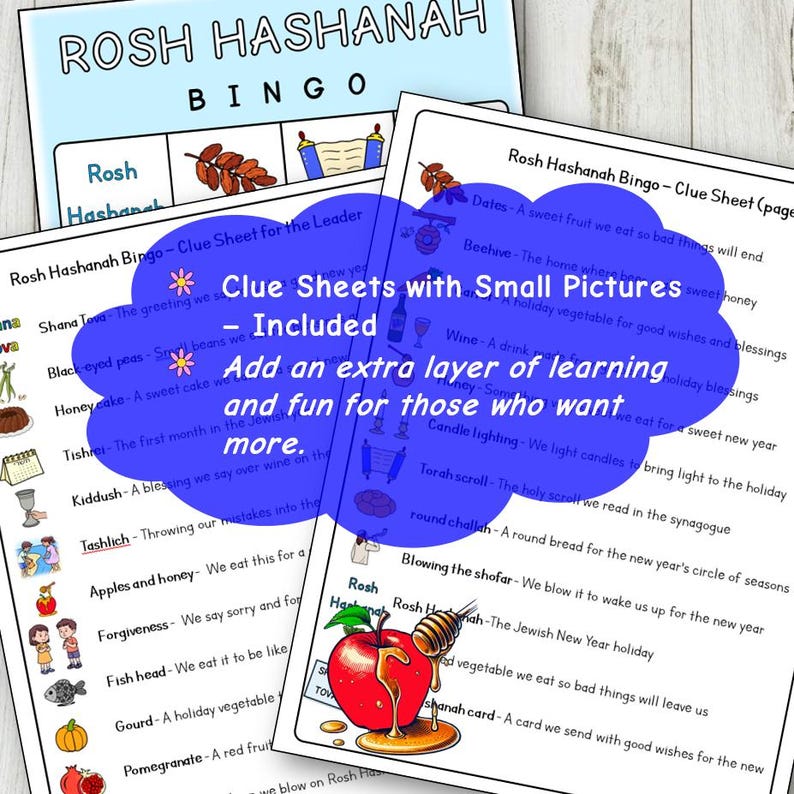 Rosh Hashanah Printable Bingo Game for Kids, Fun Jewish Holiday ...
