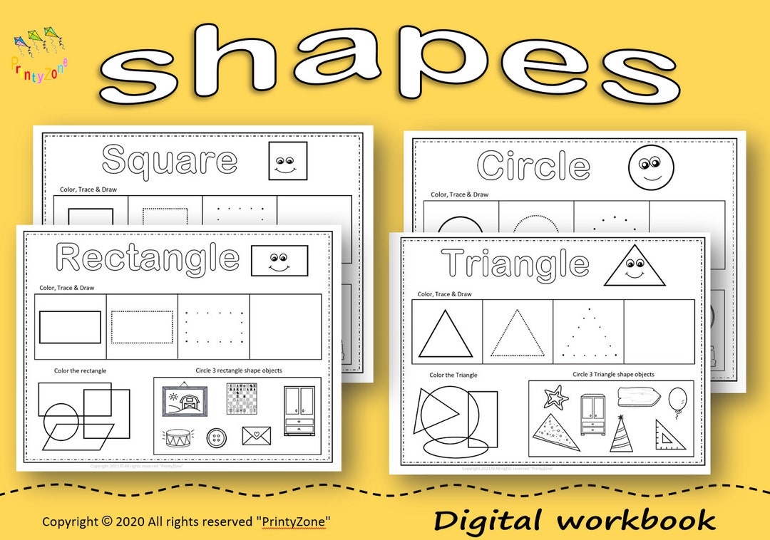 Preschool Shape-tracing Worksheet, Homeschool Worksheet, Shape Practice ...