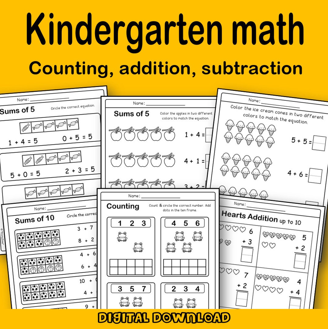 Kindergarten & Preschool Math Worksheets: Addition, Subtraction ...