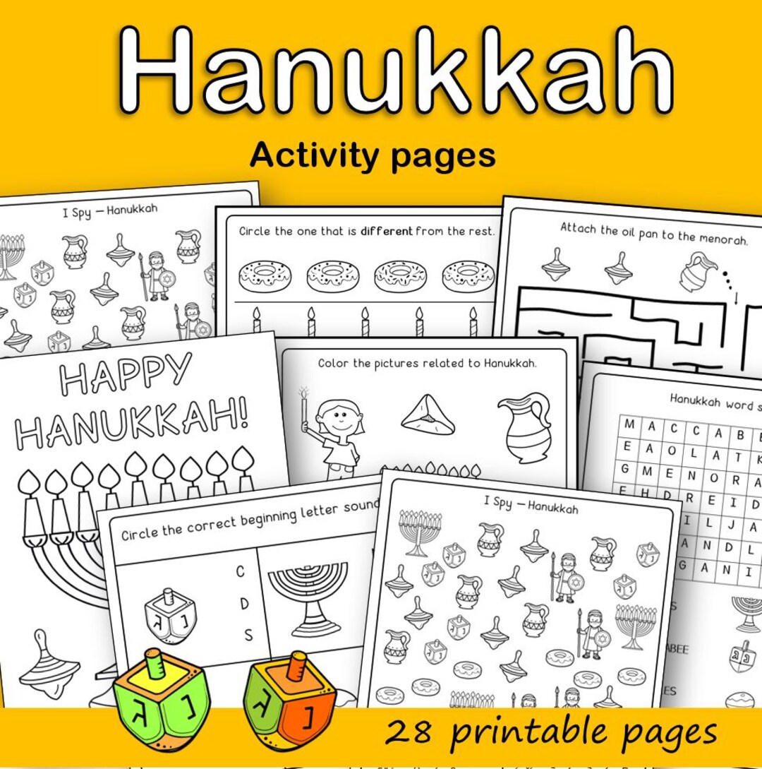 Hanukkah Activity Book for Kids | Printable Jewish Holiday Workbook ...