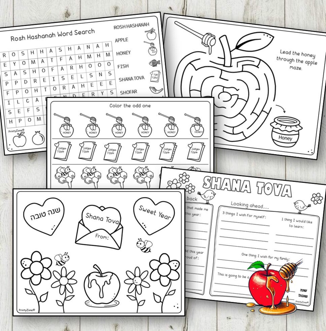 Rosh Hashanah Kids Activity Pack: Printable Games, Coloring Pages ...