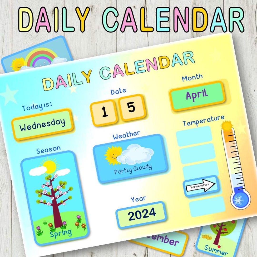 Daily Kids Calendar, Classroom Calendar, Morning Board, Classroom ...
