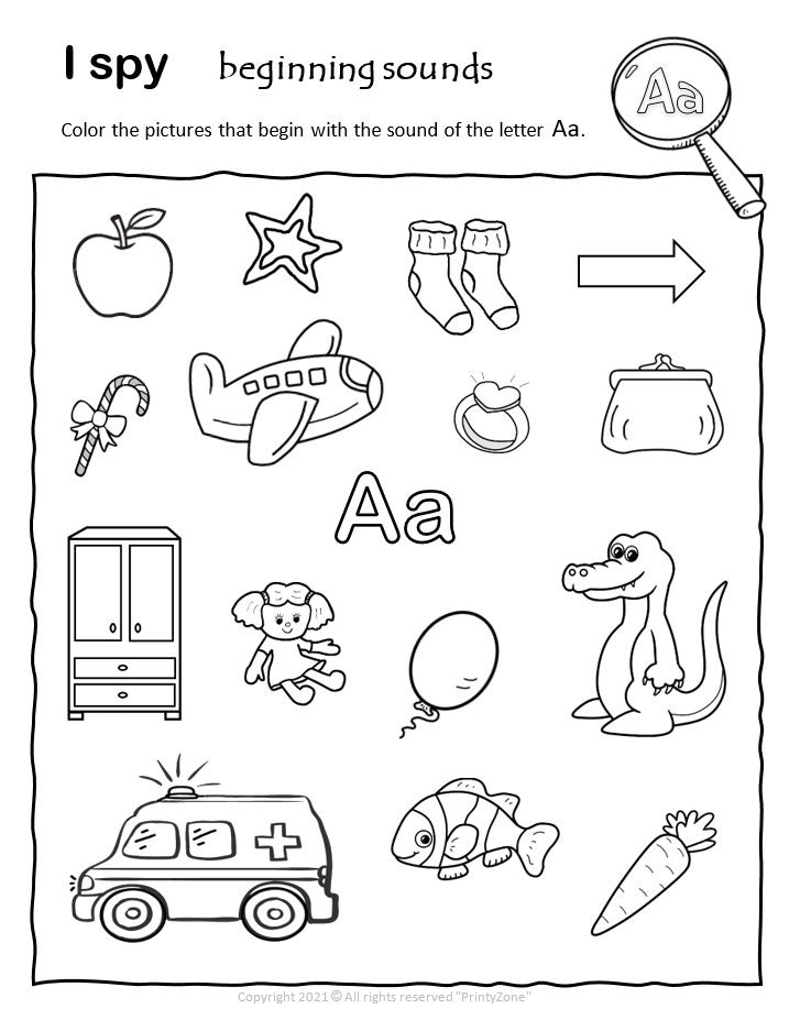 Alphabet Phonics Beginning Sounds Worksheets. Preschool, Kindergarten ...