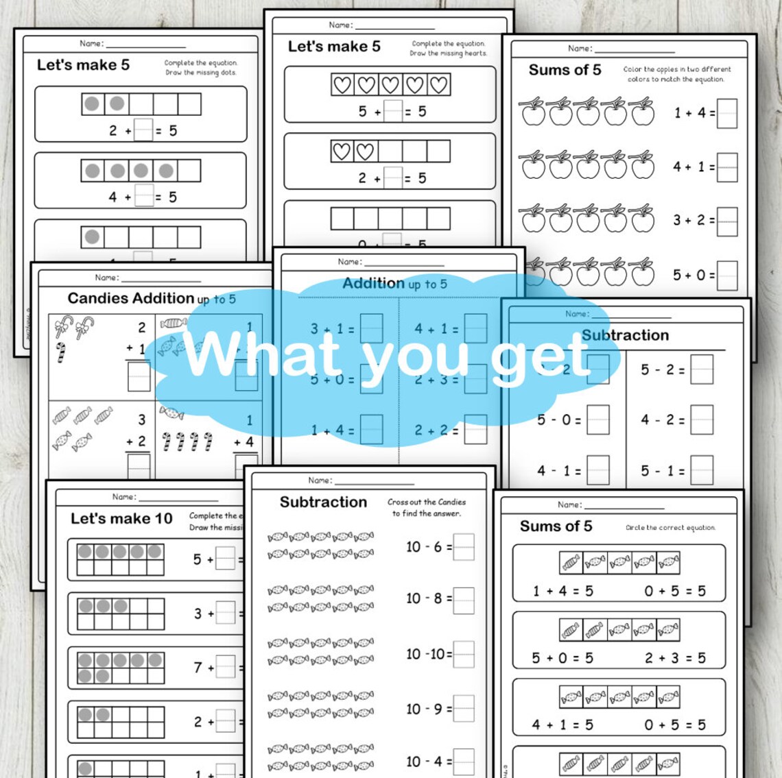 Kindergarten & Preschool Math Worksheets: Addition, Subtraction ...