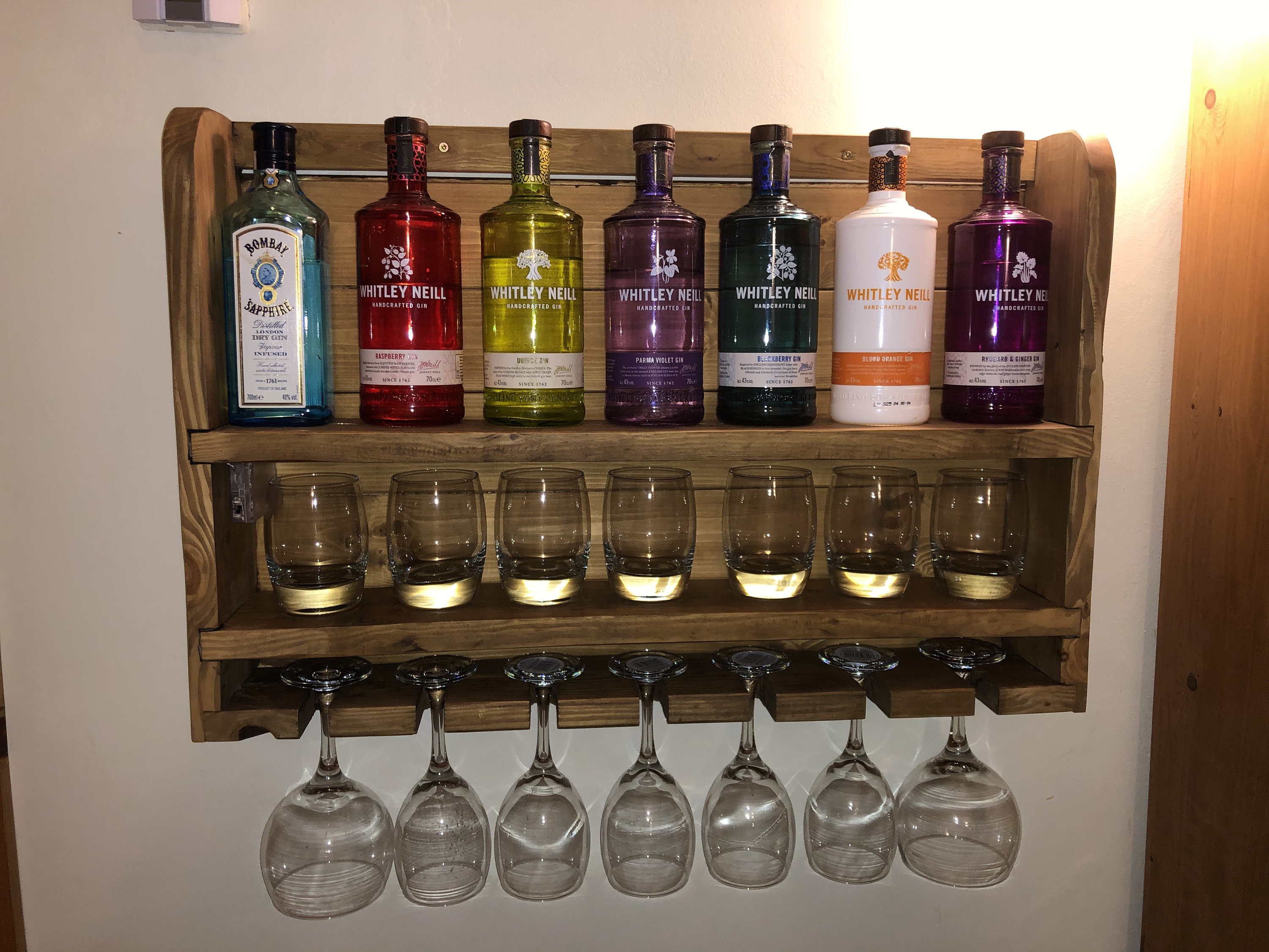 Upcycled Wooden Lit Bottle Display Unit for Gin, Whiskey, Spirits, Wine ...