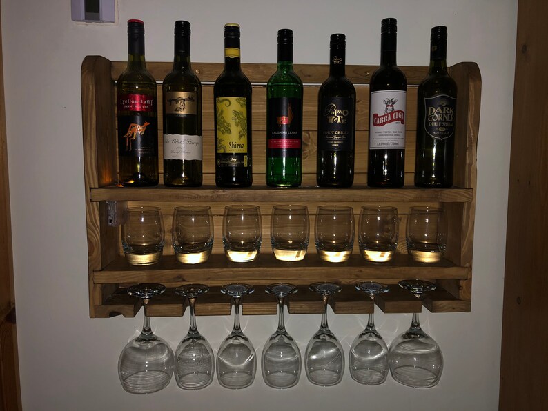 Upcycled Wooden Lit Bottle Display Unit for Gin, Whiskey, Spirits, Wine ...