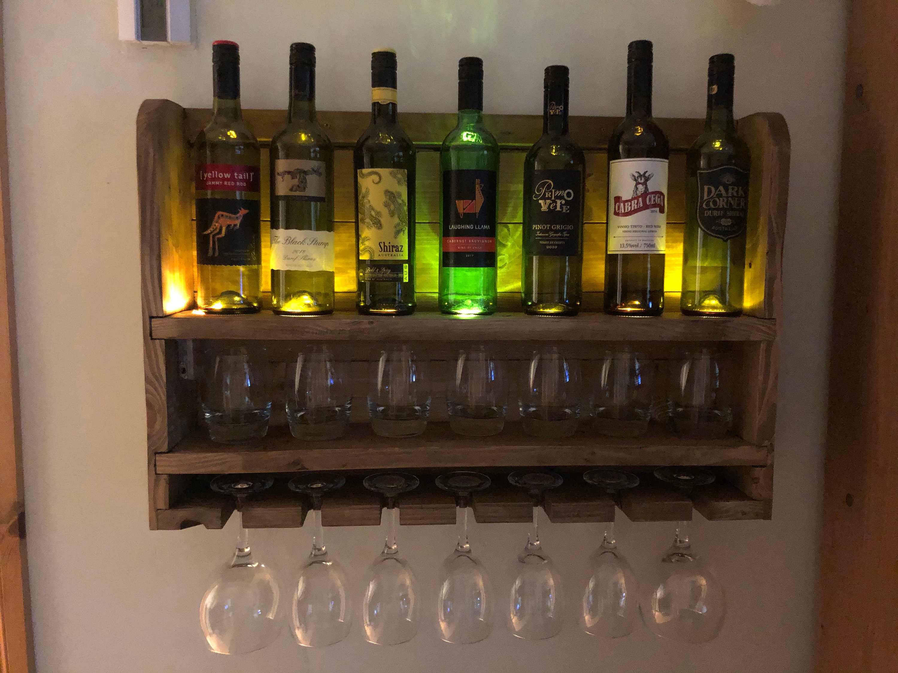 Upcycled Wooden Lit Bottle Display Unit for Gin, Whiskey, Spirits, Wine ...