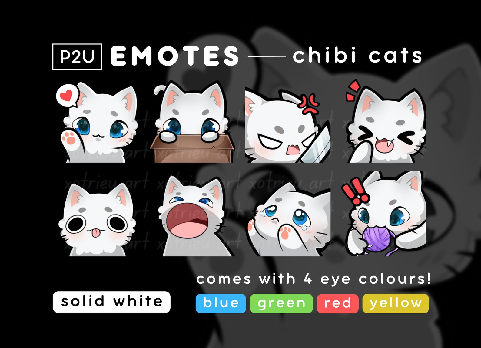 Cute Cat Emote Pack Set - Chibi Cat - Kawaii - Neko, Kitty | Gaming ...