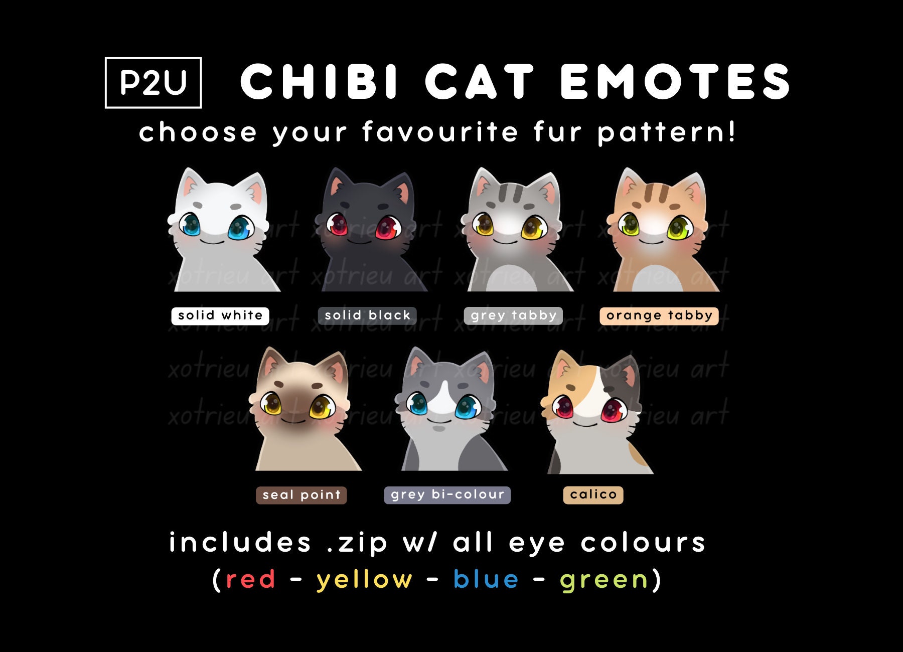 Cute Cat Emote Pack Set Chibi Cat Kawaii Neko Kitty - Etsy