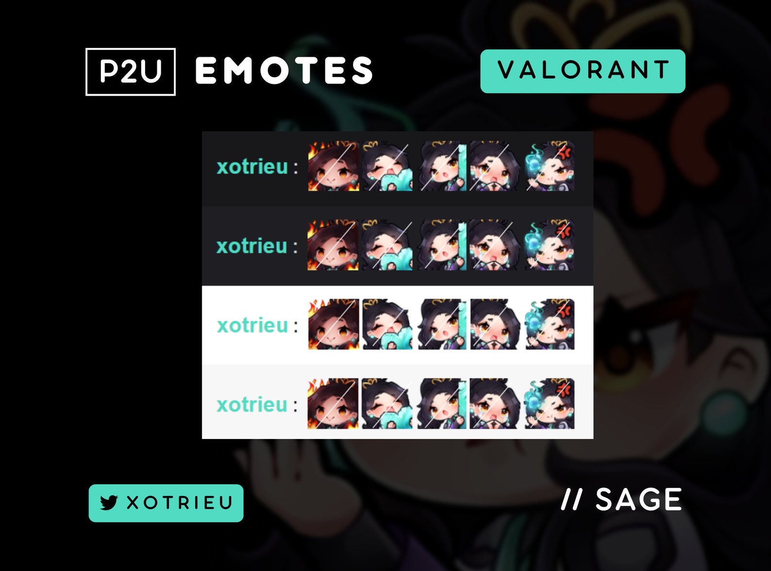 Valorant Sage Emote Pack Set Cute Sage Chibi Emote Kawaii Gaming Twitch ...
