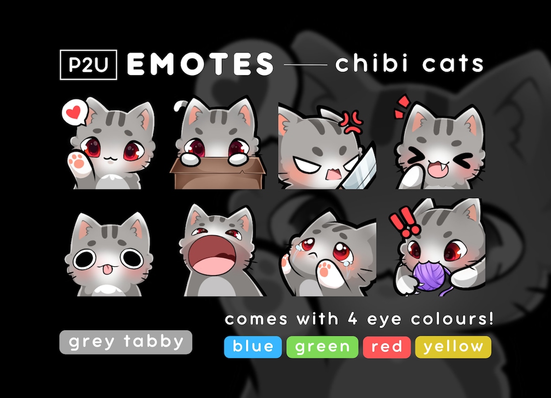 Cute Cat Emote Pack Set - Chibi Cat - Kawaii - Neko, Kitty | Gaming ...