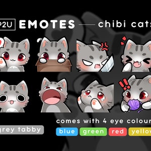 Cute Cat Emote Pack Set Chibi Cat Kawaii Neko, Kitty Gaming Twitch ...