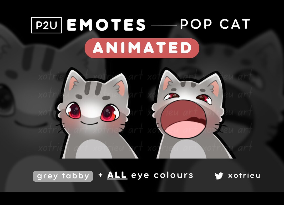 Animated Pop Cat Emote - Cute Chibi Cat - Kawaii - Neko, Kitty | Gaming ...