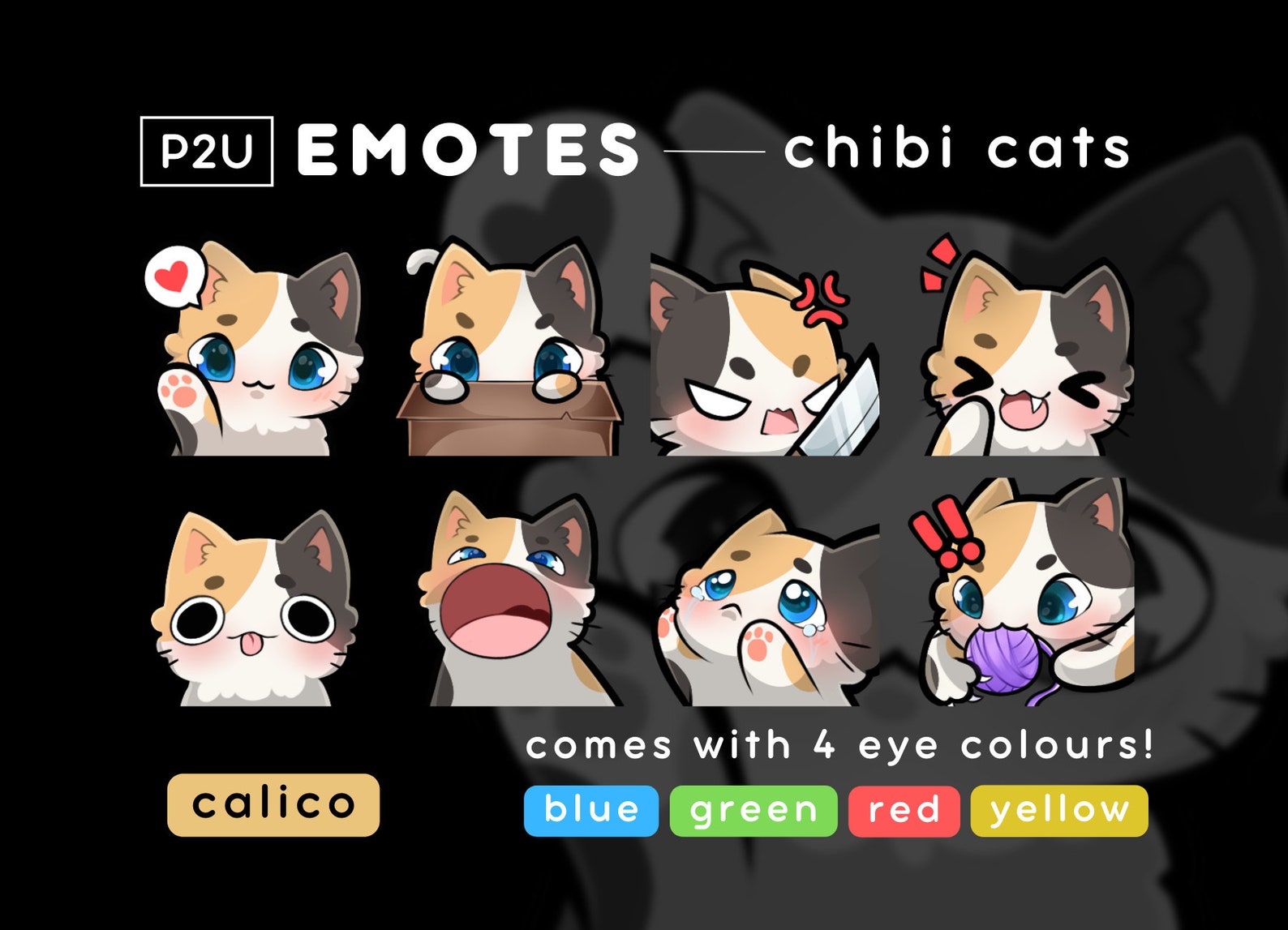 Cute Cat Emote Pack Set - Chibi Cat - Kawaii - Neko, Kitty | Gaming ...