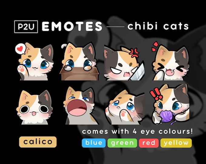 Cute Cat Emote Pack Set - Chibi Cat - Kawaii - Neko, Kitty | Gaming ...