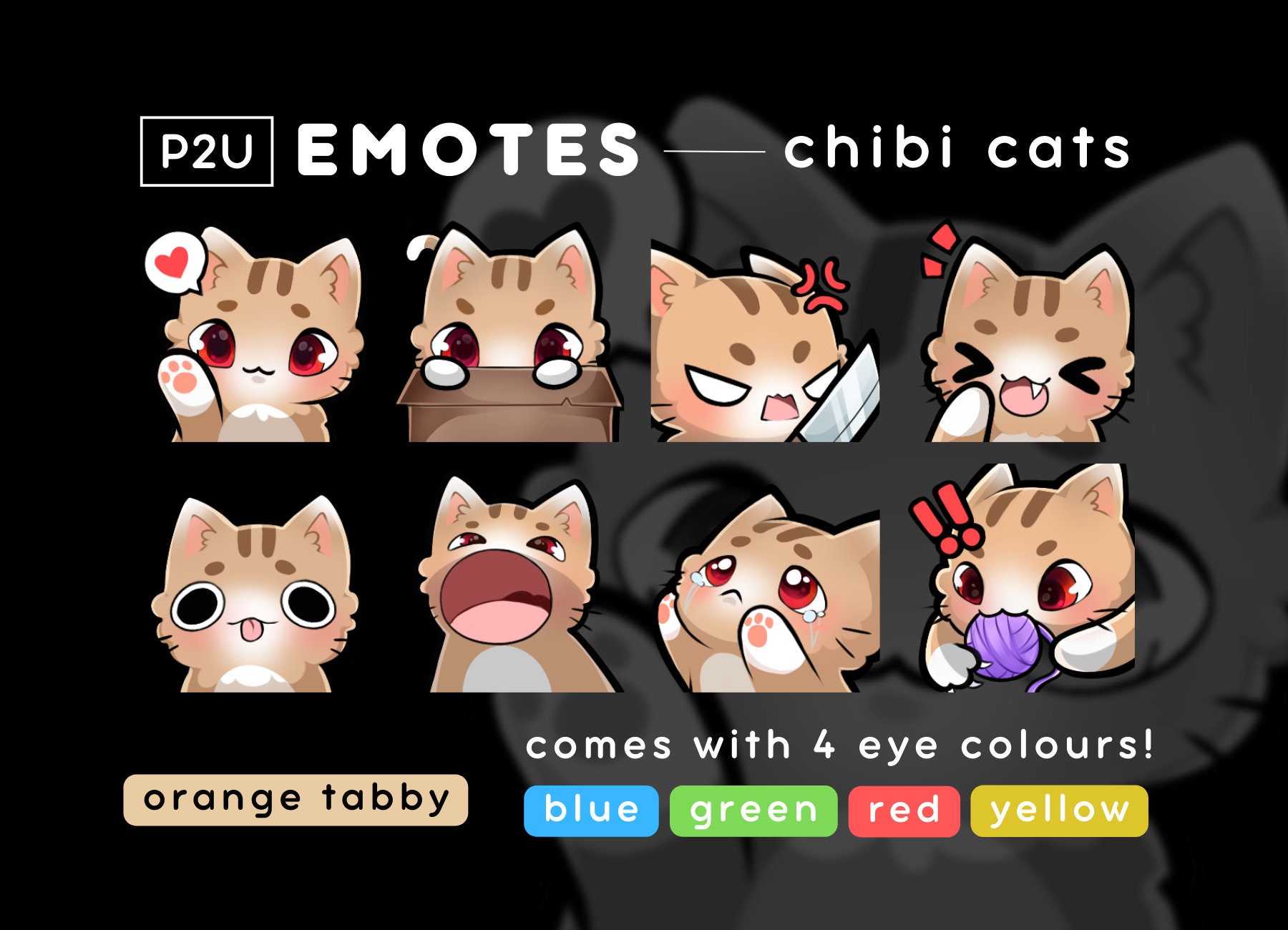 Cute Cat Emote Pack Set - Chibi Cat - Kawaii, Neko, Kitty | Gaming ...
